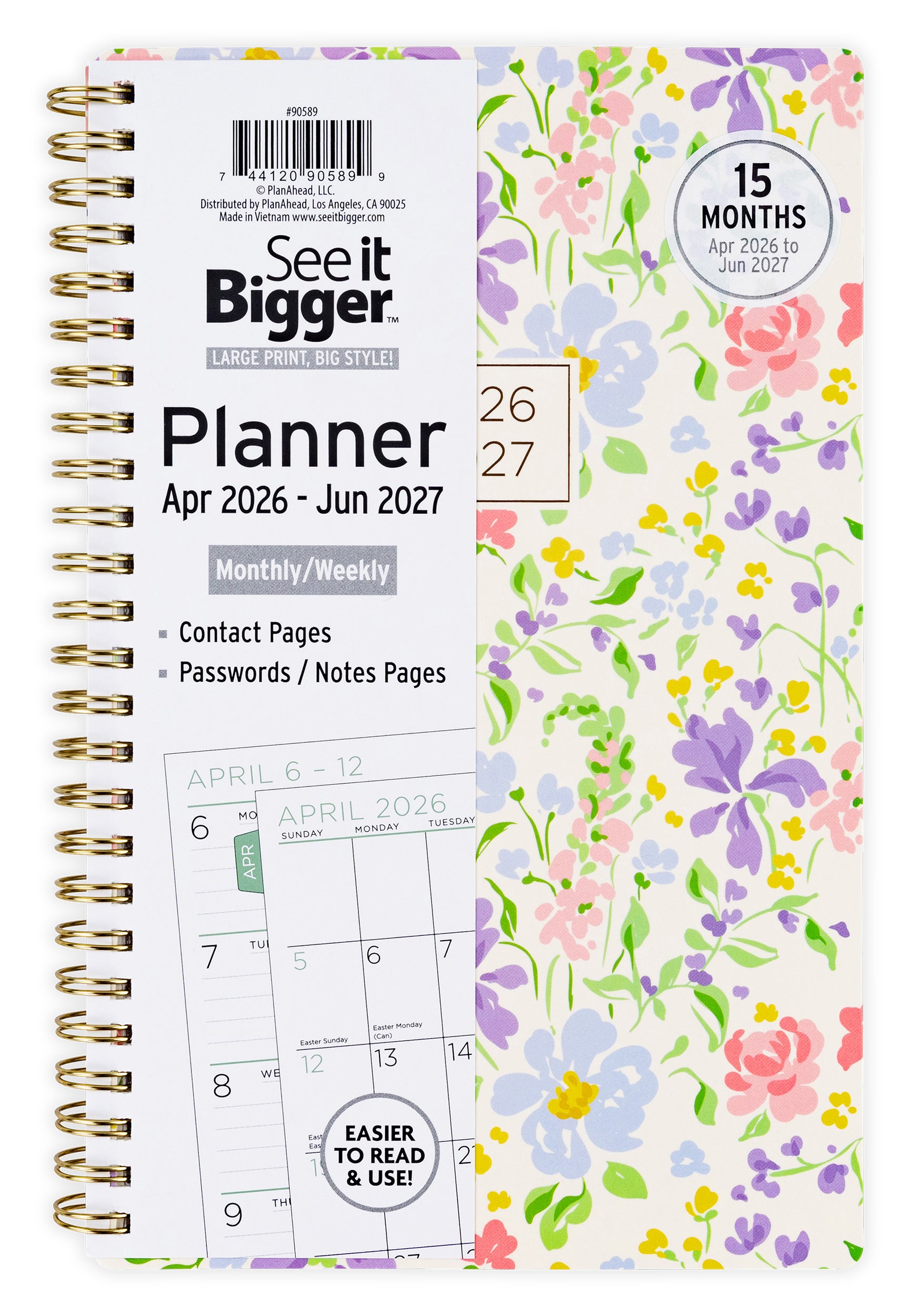 Medium Monthly/Weekly Floral Planner – See it Bigger